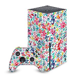 Head Case Designs Officially Licensed Ninola Colorful Petals Spring Art Mix Matte Vinyl Sticker Gaming Skin Case Cover Compatible with Xbox Series X Console and Controller Bundle