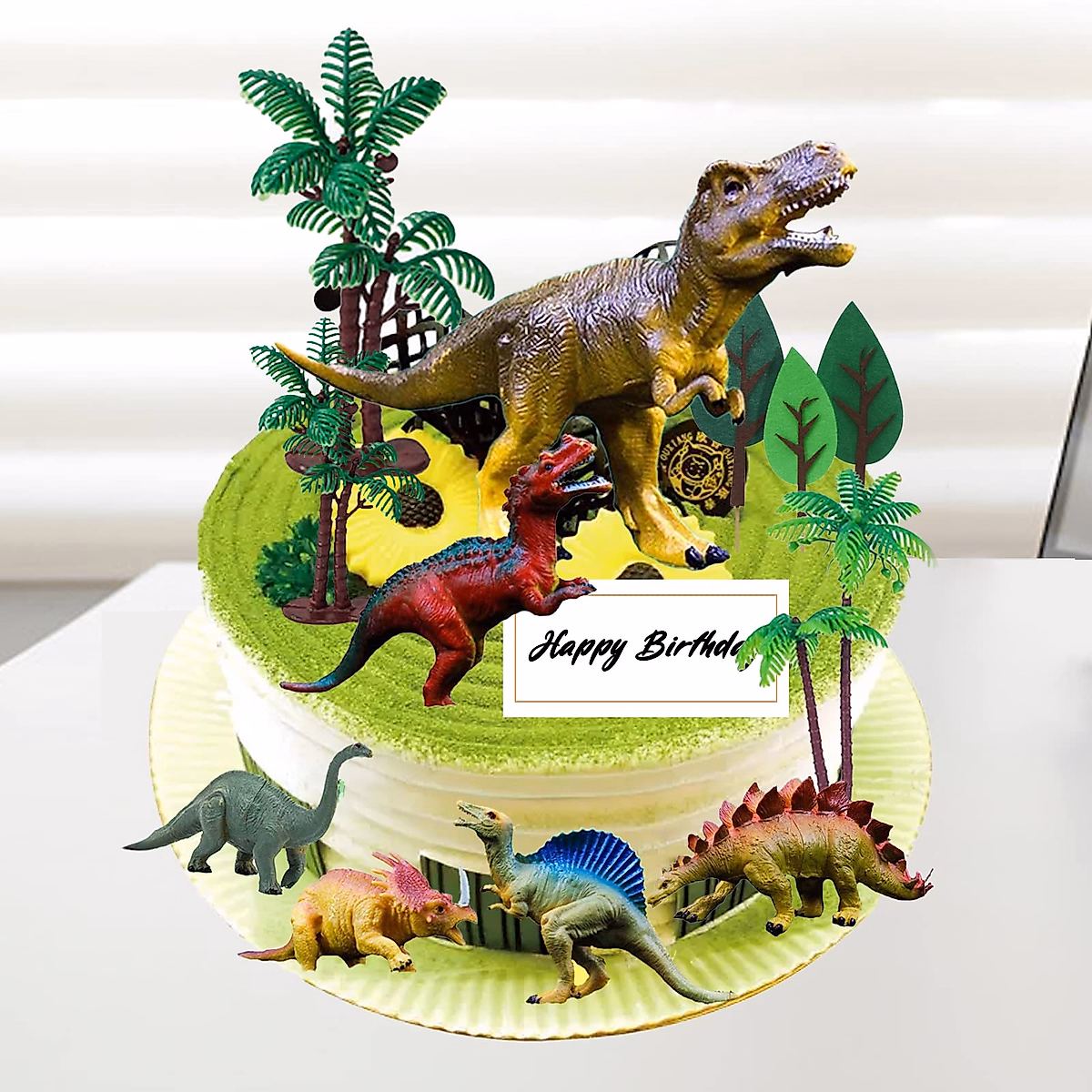 OuMuaMua Dinosaur Toys, Plastic Dinosaur Figure Set, Ideal Education Toys for Kids and Toddler, Including T-Rex, Stegosaurus, Monoclonius, 6 to 7 Inch Large Size, 6 Pack