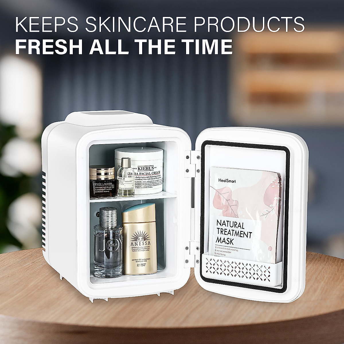 YSSOA Portable Mini Fridge, 4L Cooler/Warmer Compact Refrigerators with 110V AC Cords, for Food, Drink, SkinCare, Office, Bedroom, Dormitory, White