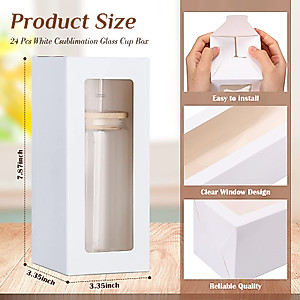 Honoson 24 Pcs Gift Boxes with Ribbon for Sublimation Glass Exhibition Boxes Transparent Gift Box for 12oz 16oz 20oz Drinking Glasses Jars Sublimation Glass Can Blanks Tumbler Gift Box (White)