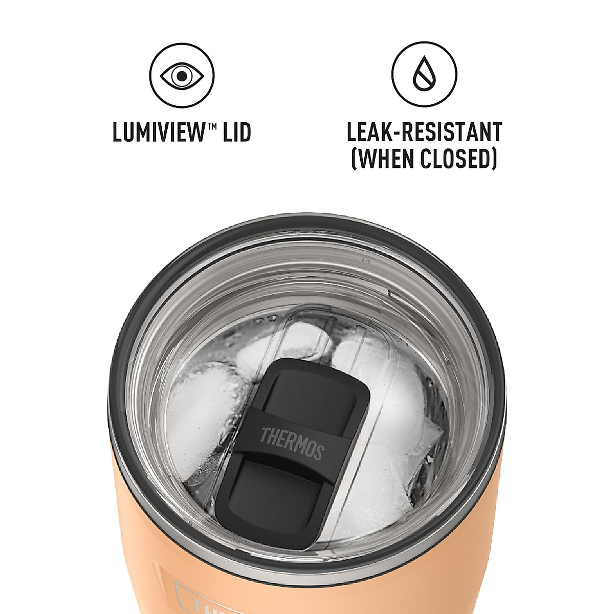 THERMOS ICON SERIES, Stainless Steel Cold Tumbler with Slide Lock, 24 Ounce, Melon