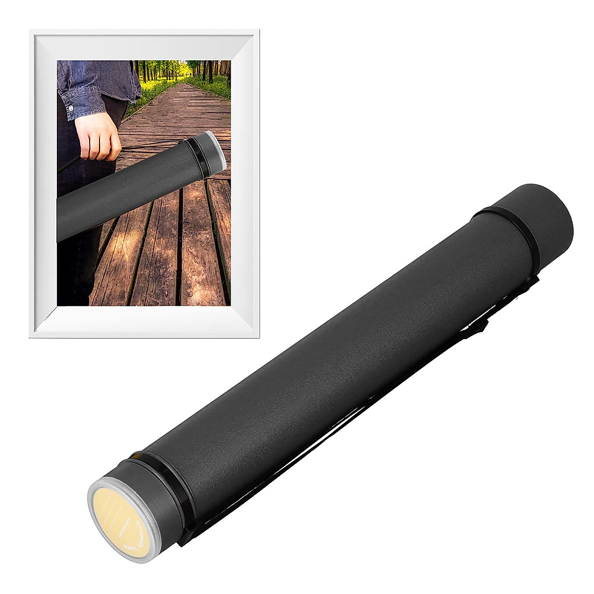 Poster Tube with Strap, Poster Tubes, Large Capacity Document Poster Storage Tube with Strap Poster Holder Tube Poster Storage for Artworks, Blueprints, Drafting and Scrolls(Black)