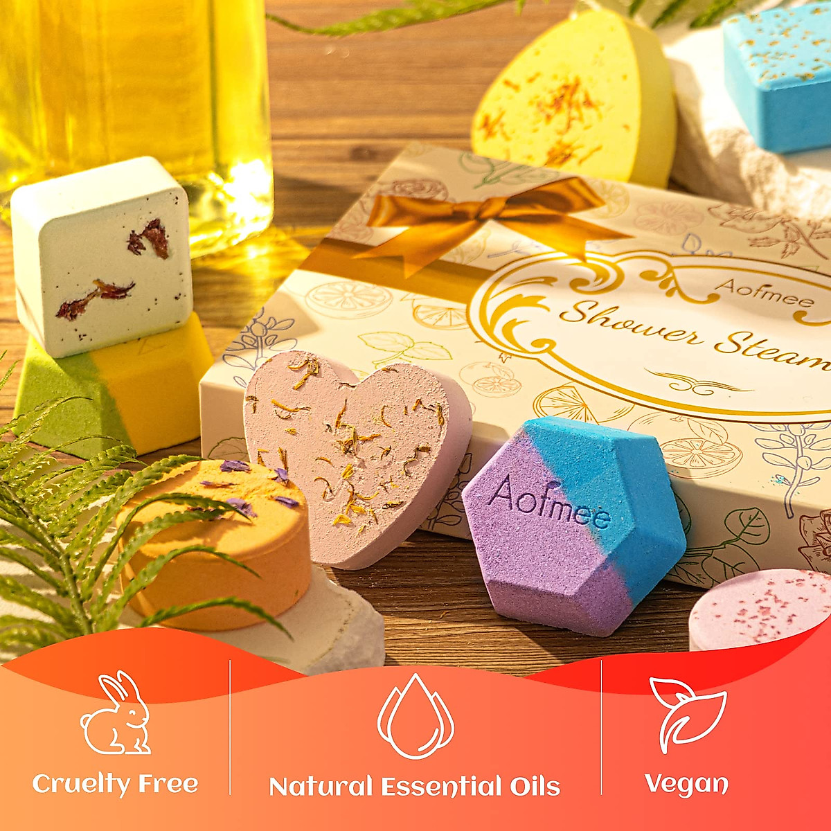 Shower Steamers, Aofmee Shower Bombs 8 PCS Shower Steamer Aromatherapy, Shower Tablets with Essential Oil, Shower Fizzies Bath Bombs, Valentines Birthday Mothers Day Christmas Gifts for Women Mom Wife