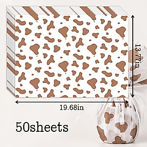 Hi Sasara 50 Sheets Brown Cow Print Tissue Paper,14 x 20 inch,Brown Cow Print Tissue Paper for Gift Bags,Brown Cow Print Tissue Paper for Cow Party