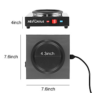 Restlrious Commercial Coffee Warmer Single Burner Decanter Warmer Plate, Stainless Steel Portable Warmer for Standard Glass Decanter, Suitable for Cafe, Break Room, Buffet, Event and Commercial Use