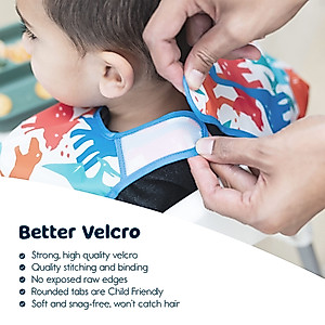 Tiny Twinkle Mess Proof Baby Bib, Cute Full Sleeve Bib Outfit, Waterproof Bibs for Toddlers, Machine Washable, Tug Proof Closure, Baby Smock for Eating, Long Sleeved (Space, Small 6-24 Months)