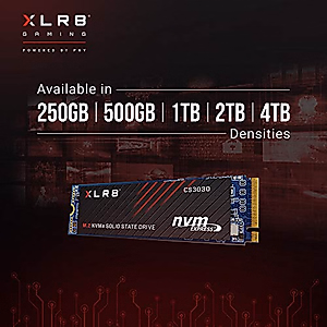PNY XLR8 CS3030 250GB M.2 PCIe NVMe Gen3 x4 Internal Solid State Drive (SSD), Read up to 3,500 - M280CS3030-250-RB