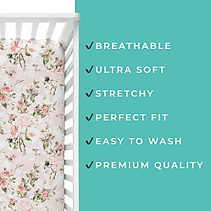 Posh Peanut Fitted Crib Sheet, Soft Viscose from Bamboo Fabric, Standard Crib and Toddler Mattresses 52" by 28" (Vintage Pink Rose)