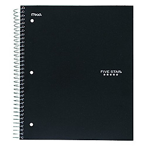 Five Star 06210 Wirebound 3-Subject Notebook, College Rule, 11 x 8 1/2, 150 Sheets, Assorted