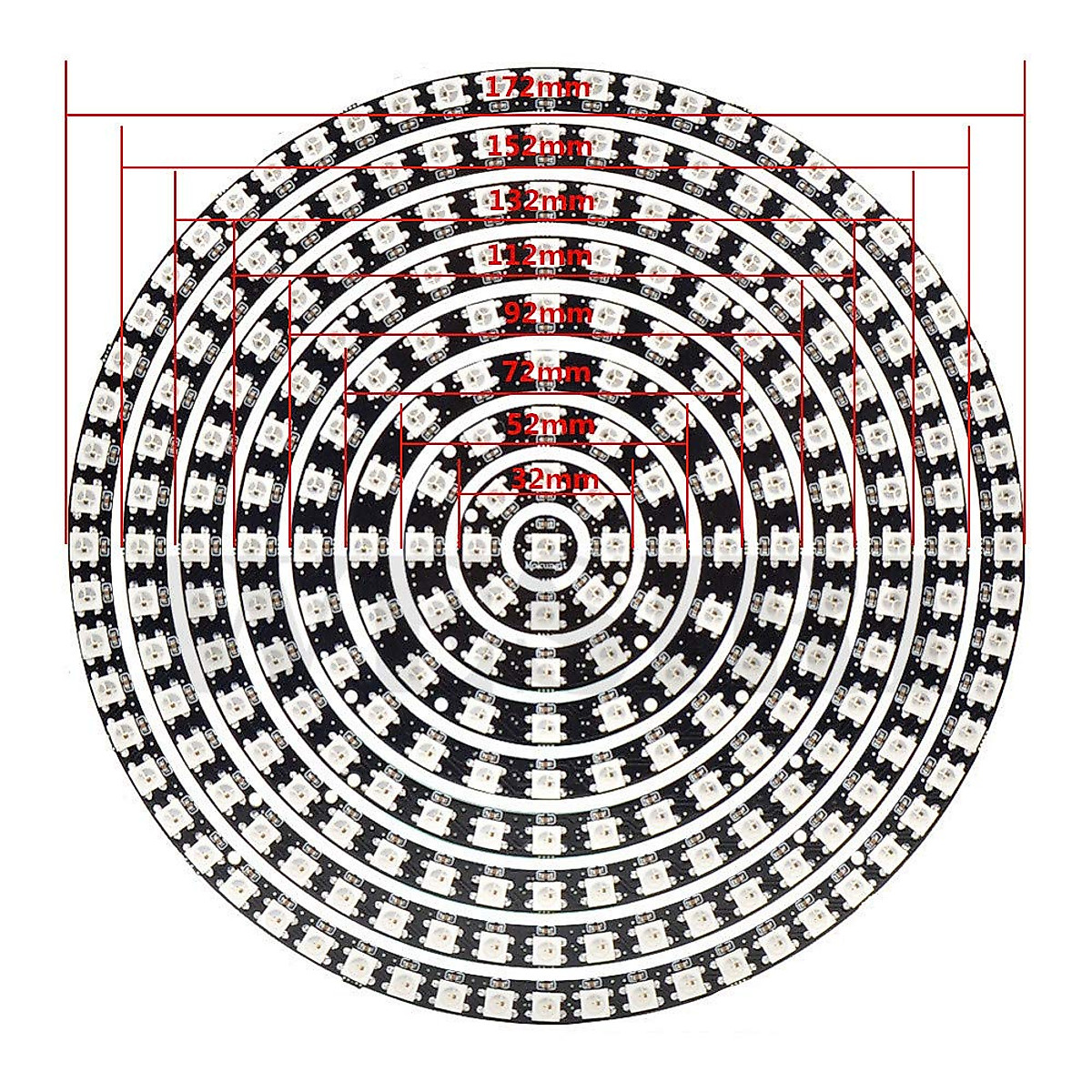 WESIRI 241 LEDs 9 Rings WS2812B 5050 RGB LED Ring Lamp Light Individually Addressable Full Dream Color DC5V with Mini Controller