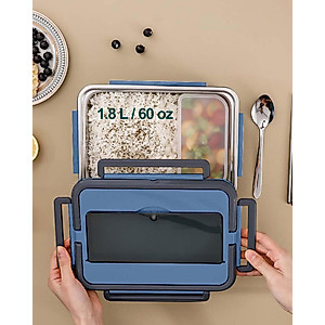 FanFanOK Electric Lunch Box Food Heater 80W Portable Food Warmer with 1.8L Stainless Steel Container for Car Truck Home Work Adults,12V 24V 110V Loncheras Electricas para Calentar Almuerzo