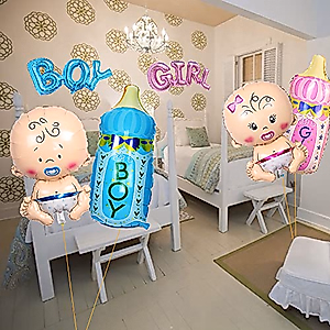 Xihuimay 6pcs Baby Boy Girl Party Balloons Helium Balloon Gender Reveal Balloon Baby Boy/Girl Blue/Pink Bottle Boy/Girl Letter Foil Balloon for It is a Boy/Girl Baby Shower Birthday Party Decoration