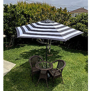 BELLRINO DECOR Replacement 9 ft 6 ribs BLACK/WHITE STRIPE in STRONG & THICK in Umbrella Canopy (Canopy Only)