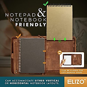 Genuine Leather Premium Portfolio Zipper Leather Portfolio Organizer Folio Leather Padfolio Portfolio Binder Portfolio Folder Leather Portfolio for Men Women Business Notebook Cover - Saddle