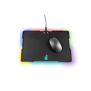 Moat Mouse Pad with LED Lighting Effects - Large Speed Surface with Backlit Perimeter and Logo for Gaming - Hard Mouse Mat Optimized for All Computer Mouse Sensitivity and Sensors