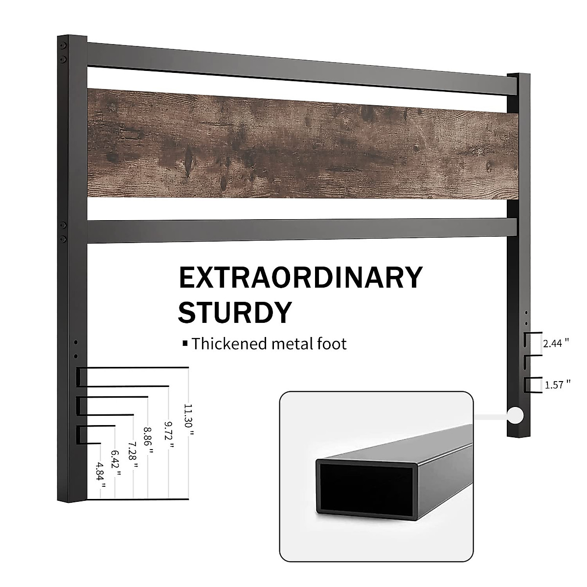 ALTLLEN Headboard Only Wooden Headboard with Metal Slats Sturdy Rustic Headboard Easy Assembly, Twin XL/Queen/King (Queen)