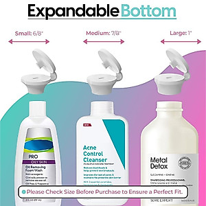 Home and Bathroom Bottle Emptying Cap - Convenient Flip Top Design to Empty Pump Bottles (3 Pack - Small, Medium, and Large (Black)) (White Cap, 3 Pack)