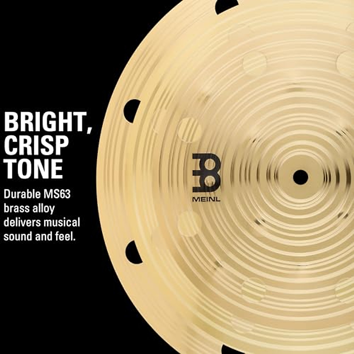 Meinl Cymbals 3-Piece Smack Stack Cymbal Pack with Holes 10", 12", 14" — HCS Traditional Finish Brass for Drum Set — Made in Germany, 2-Year Warranty (HCS024SM)