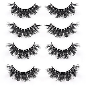 BEFACL Fluffy False Eyelashes 18mm 20mm Fluffy Mink Lashes 6D Mink Eyelashes Natural Look Mink Lashes Faux Mink Strip 3D Lashes Pack 4 Pairs (BF02)