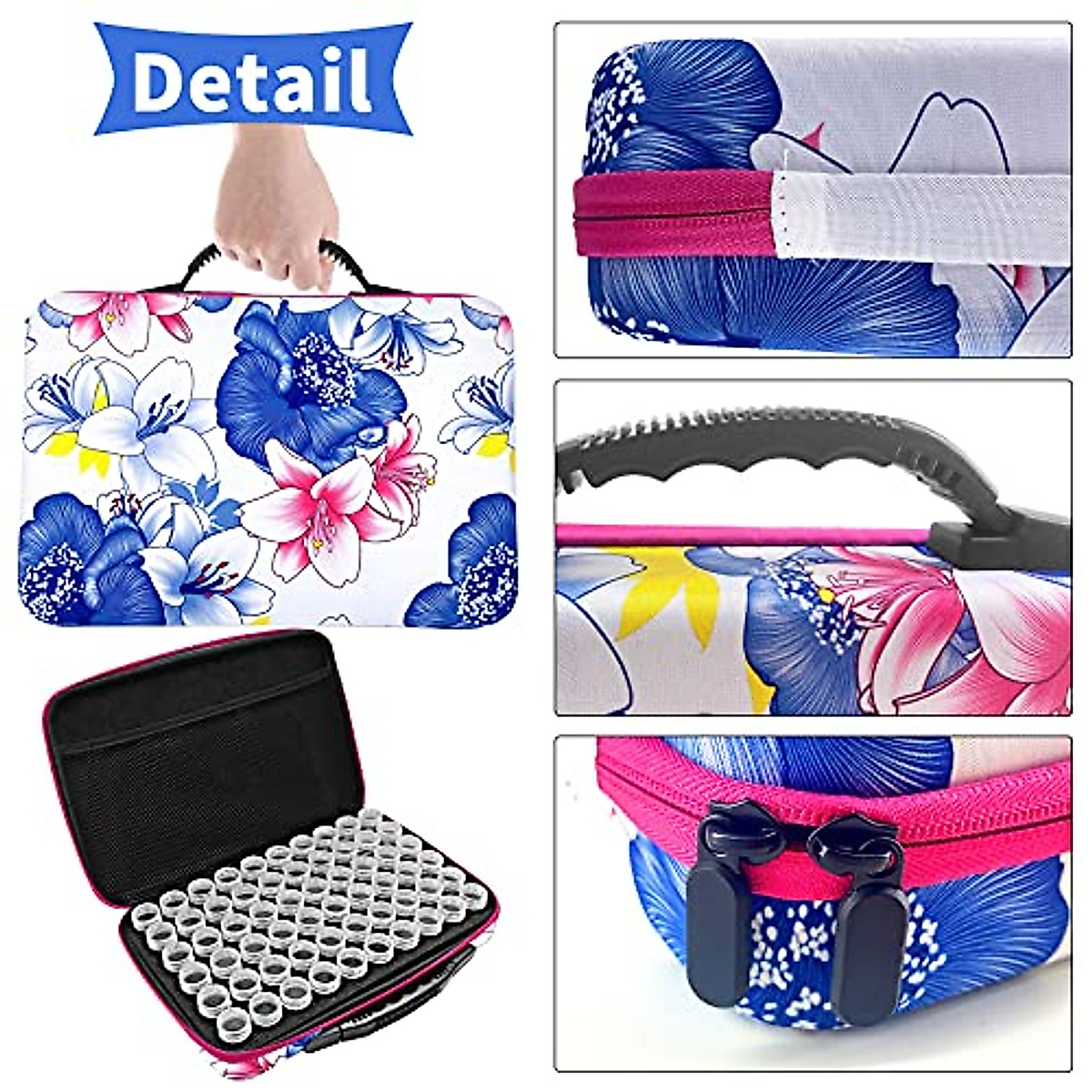 VAIIEYO Diamond Painting Storage Containers, 60 Slots EVA Shockproof Beads Storage, Label Stickers for DIY,Portable Diamond Embroidery Craft Jewelry Beads Rhinestones Organizer Durable High Capacity