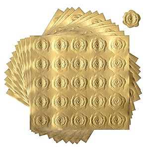 Everlasting Star 300pcs Gold Embossed Wax Seal Heart Shape Envelope Seals Stickers for Wedding Invitations,Party Favors,Greeting Cards, DIY Decoration, ES-21ST-001