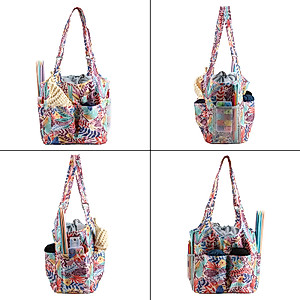 KOKNIT Waterproof Craft Bag, Portable Durable Shoulder Tote Travel & Yarn Bag with Drawstring Closure, Premium Organizer Bag for Yarn and Crafts