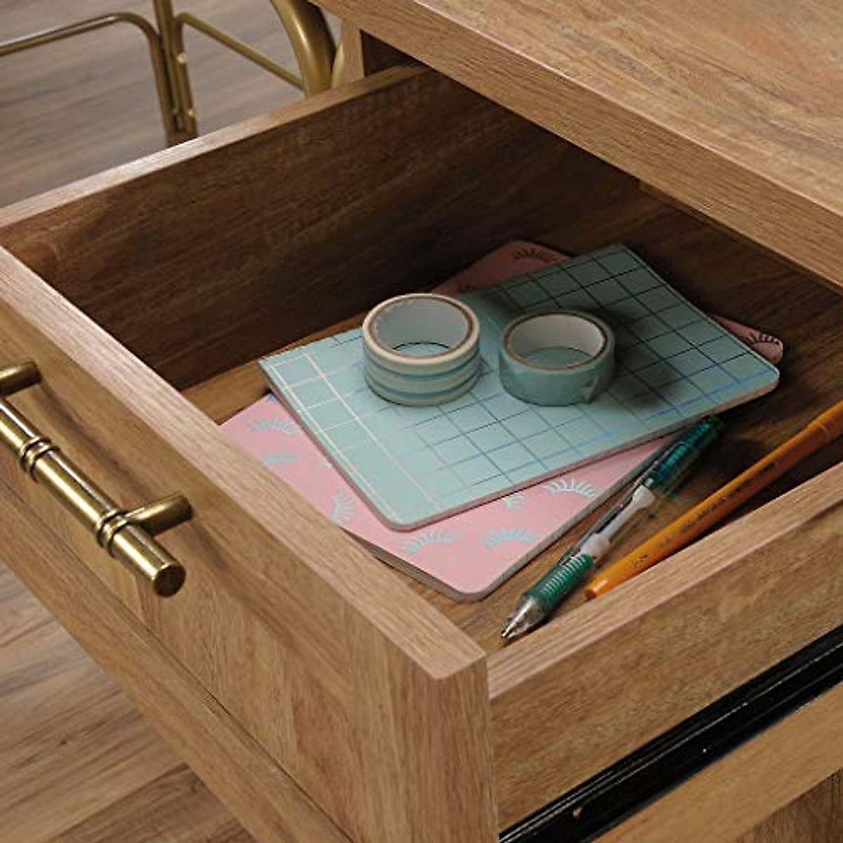 Sauder Coral Cape L-Desk, L: 60.55" x W: 59.09" x H: 30.08", Sindoori Mango Finish