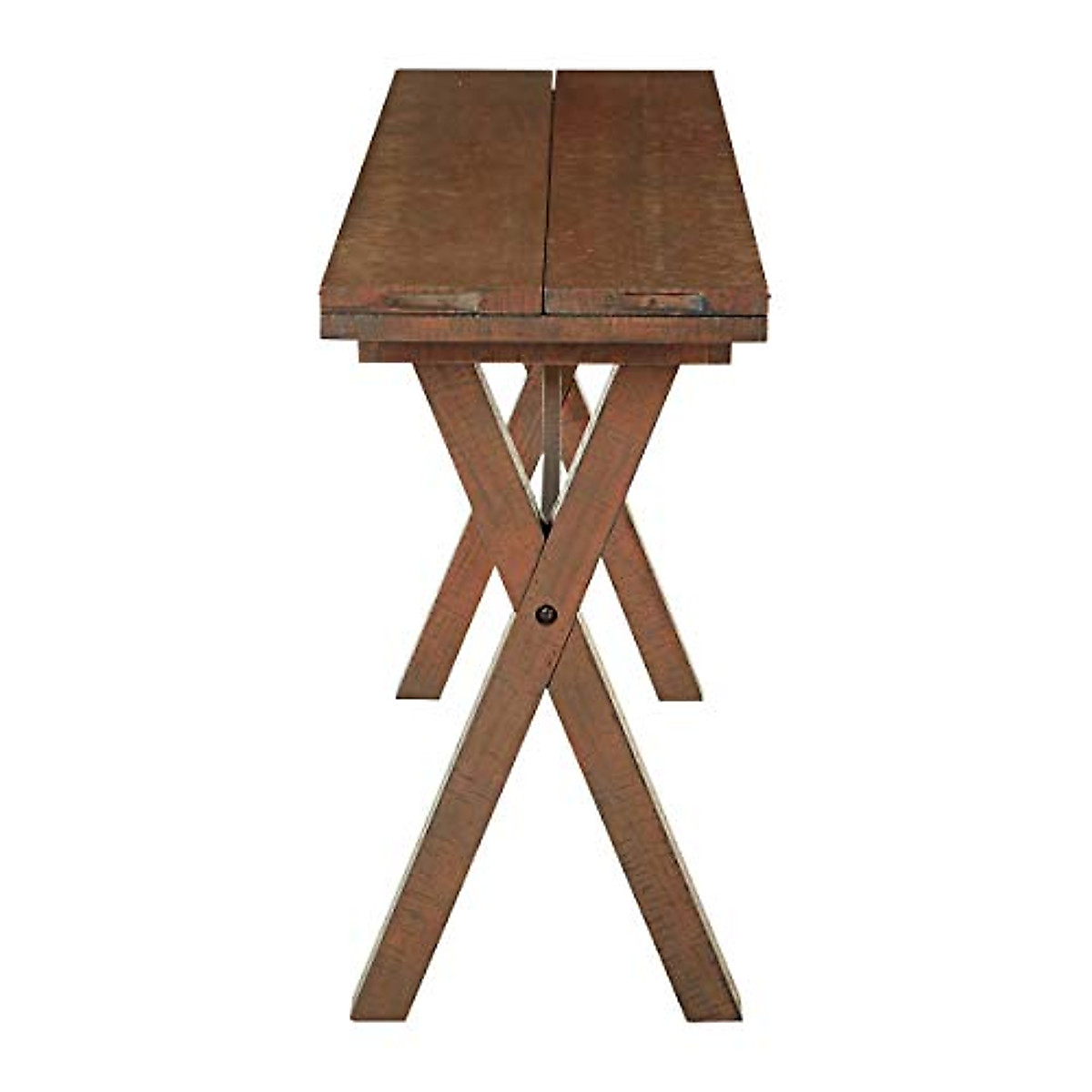 OSP Home Furnishings McKayla Solid Wood and Veneer Flip Top Table, Distressed Brown Finish