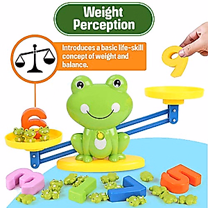 CozyBomB Homeschool Kindergarten Balance Board Game - Preschool Activities Math Learning Stem Montessori Cool Toys Educational with Frog Scale Cards Balancing Numbers for Kids Ages 3 4 5 6 Year Old