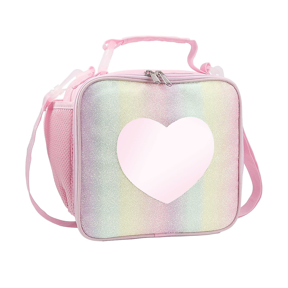 Girls Backpack, Kids Backpack for Girls with Lunch Box Girls Rainbow Unicorn Backpack Sequin Glitter School Backpack Preschool Kindergarten Elementary School Bag for 4- 8 Years Old Girl