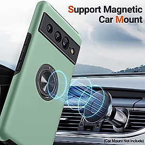 KOVASIA Designed for Google Pixel 7 Pro,Case with 360° Ring Stand, Multi-Layer Protective Case, Shockproof Cover for Google Pixel 7 Pro Case,Dark Green