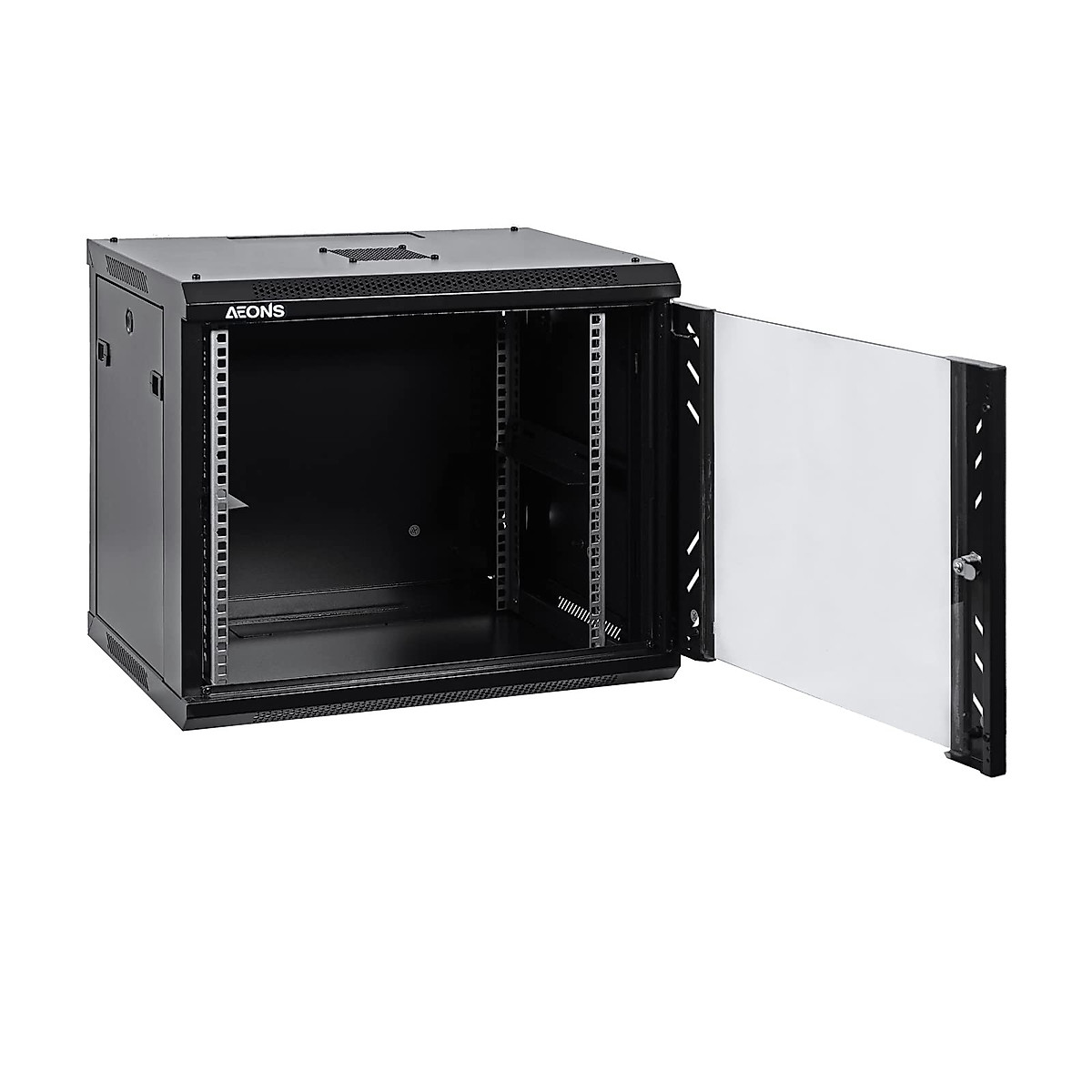 AEONS Professional Wall Mount 19-Inch IT Server Rack Network Cabinet Enclosure 9U 16" Switch-Depth Glass Door Black