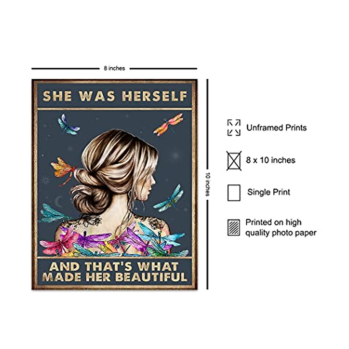 Inspirational Positive Quotes Wall Art & Decor - Encouragement Gifts for Women, Teens, Girls - Motivational Sayings Posters - Dragonfly Boho Decor - Hippie Bohemian Decor - Positive Affirmations