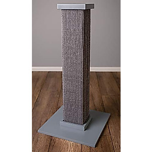 SmartCat Ultimate Scratching Post – Gray, Large 32 Inch Tower - Sisal Fiber, Simple Design - For All Cats
