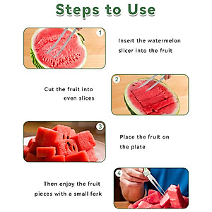 Stainless Steel 3-in-1 Watermelon Cutter Slicer Tool Portable Watermelon Popsicle Cutter Multifunctional Handheld Fruit Fork Quickly Cutting Tool Slicer Set for Home Camping Kitchen Gadgets（1PCS）