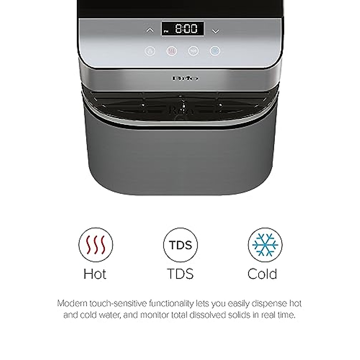 Brio Moderna Self Cleaning Bottleless Water Cooler Dispenser with Filtration – Adjustable Temperature – Digital Clock – LED Nightlight – Tri Temp Hot, Cold, and Room