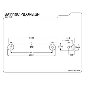 Kingston Brass BA1119C Victorian Glass Shelf, Polished Chrome