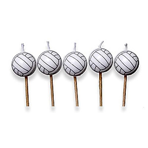 Volleyball Birthday Candles (5 Pack, Spherical Volleyballs on Picks) Volleyball Side Out Party Collection by Havercamp