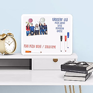 Dry Erase Board 8.5 X 11 inch Magnetic Whiteboard with 4 Markers and 2 Magnets with White Frame. Use for School, Home, Office, Remote Learning. Easy to Hang on Walls or Magnetic Surfaces.