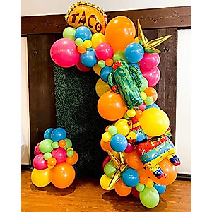 Mexican Fiesta Balloon Garland Arch Kit 142pcs Llama,Cactus ,Mexican Cinco de Mayo Sombrero Taco Balloon Mexican Fiesta Theme Birthday Party Decoration