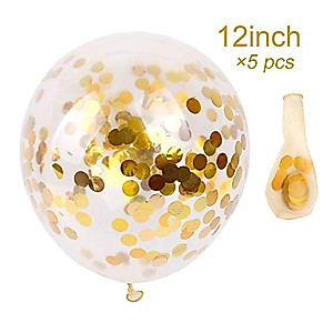 Tellpet Light Blue HAPPY BIRTHDAY Banner with 5 pcs Gold Confetti Balloons