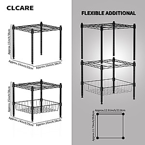 CLCARE Stacking Shelf Adjustable, Stackable & Expandable, Heavy Duty Storage Shelving Unit, Cabinet Organizer Shelf (Black-1-tier)