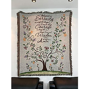EZ.enjoy God Grant Me The Serenity Prayer Woven Tapestry Throw Blanket with Fringe 50 X 60 Inches