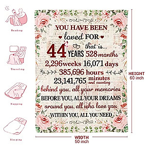 44th Birthday Gifts for Women Happy 44th Birthday Gifts for Her 44 Year Old Birthday Gifts for Women 44th Birthday Decorations for Women Bestie Wife Sister Mom Friends 44th Birthday Blanket 60"x 50"