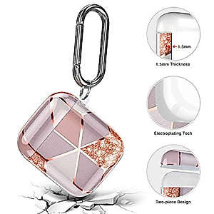 Hamile Compatible with Airpods Case Cover Cute 2-Peice Case for Apple Airpods 2 & 1, Fadeless Shockproof Hard Case Cover with Portable Keychain for Girls Women Men - Pink Geometric