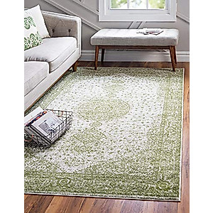 Rugs.com Dover Collection Rug – 2' x 3' Green Low-Pile Rug Perfect for Entryways, Kitchens, Breakfast Nooks, Accent Pieces