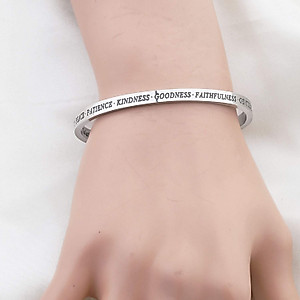 bobauna Christian Bracelet Scripture Bible Verse Gift (love self-control cuff bracelet)