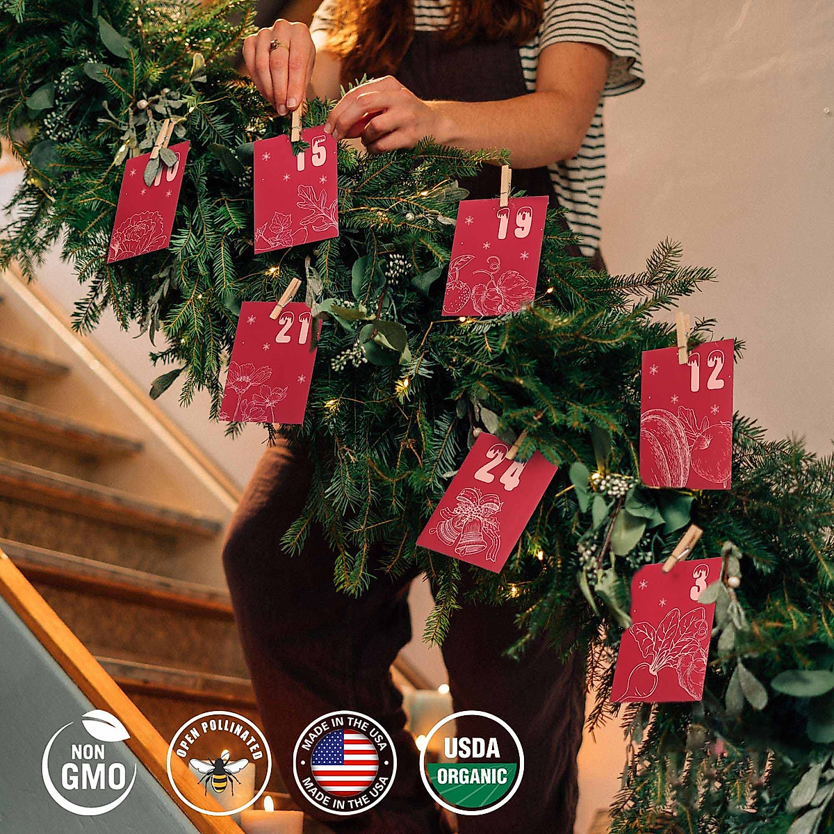 Seeds Christmas Advent Calendar 2024 for Women Adult, Hanging Decor Xmas Countdown Calendar for Garden Alike,Unique Christmas Countdown for Dad Mom Kids Family