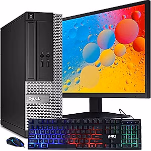 Dell OptiPlex 7020 Computer Desktop PC, Intel Core i5, 8GB RAM, 2TB HDD, MG New 22 inch LED Monitor, RGB Speaker and Keyboard Mouse, WiFi, Windows 10 Pro (Renewed)