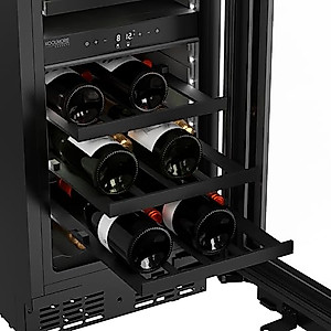 KoolMore KM-CW28DZ-BPR Reserve 15 in. Under-Counter Panel Ready Dual Zone Built-in Wine Cooler with Black Shelves and 23 Bottle Capacity